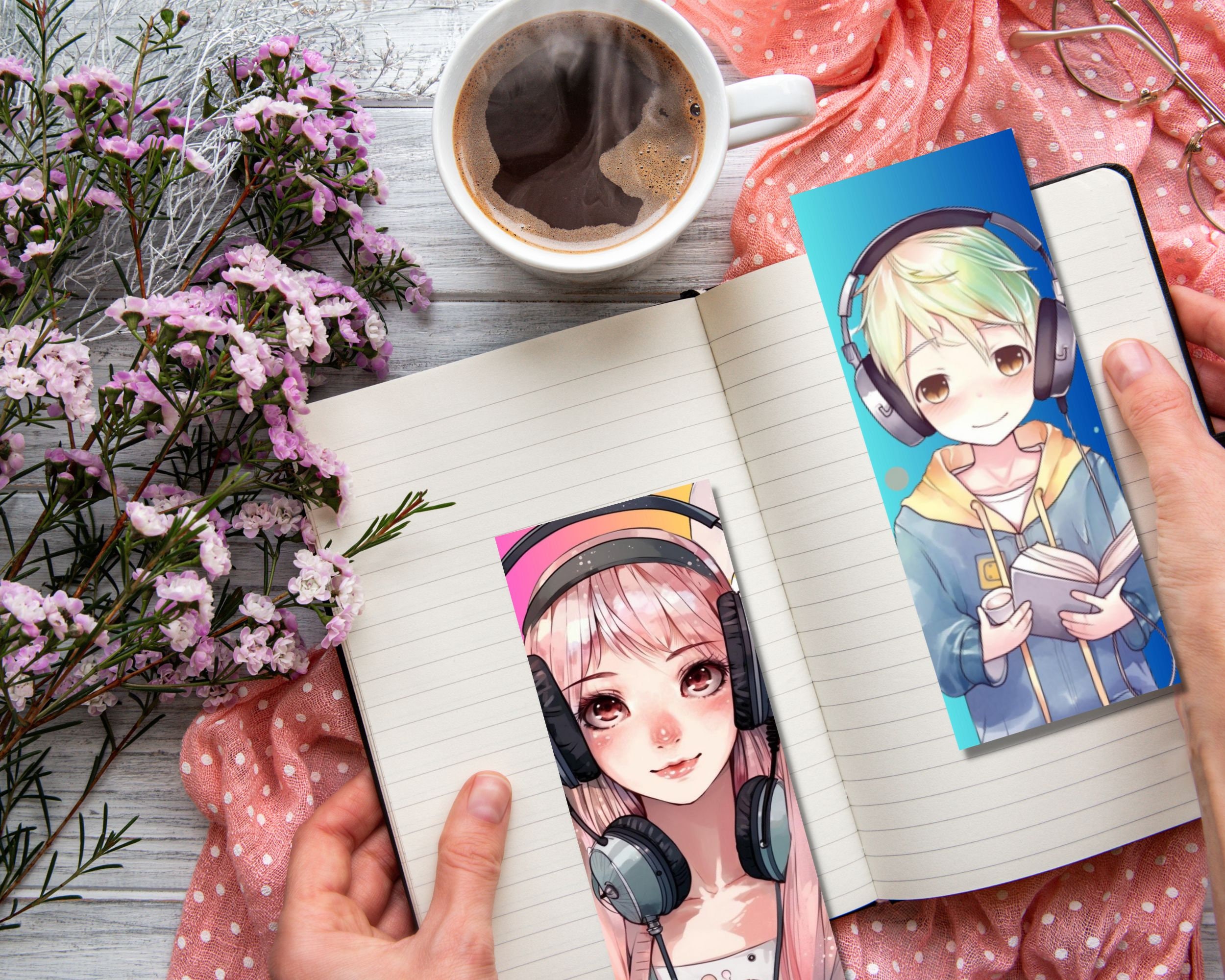 Kawaii Bookmark, Anime Bookmark, Cute Kawaii Bookmark, Watercolor ...