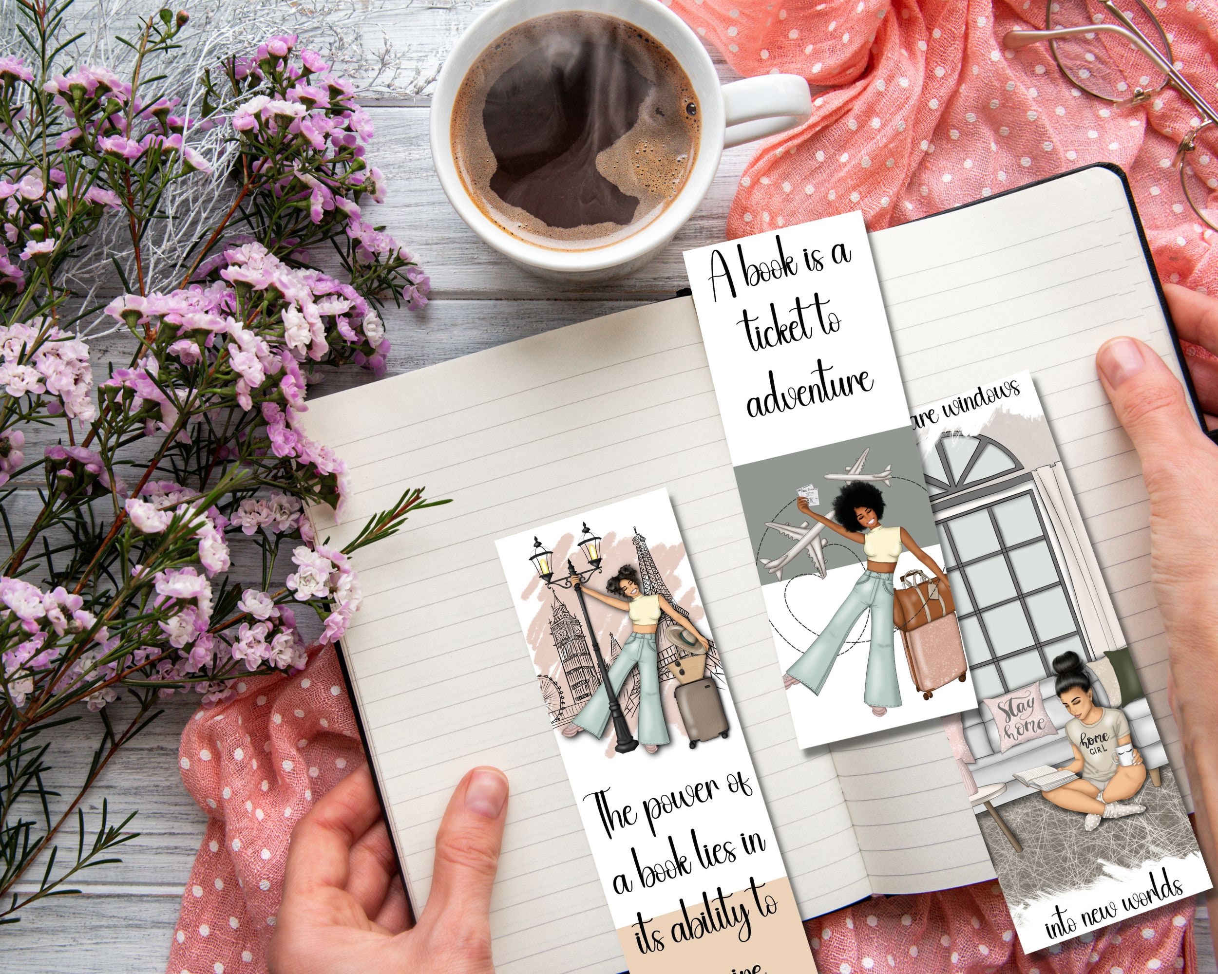 Boss Girl Bookmark Set Modern Girl Bookmark Mixed Race Black Girl ...