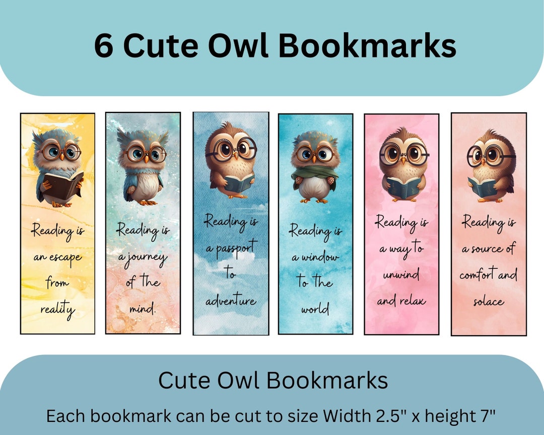 Owl Bookmark Inspirational Quote Bookmark Owl Cute Bookmark Owl Lover ...