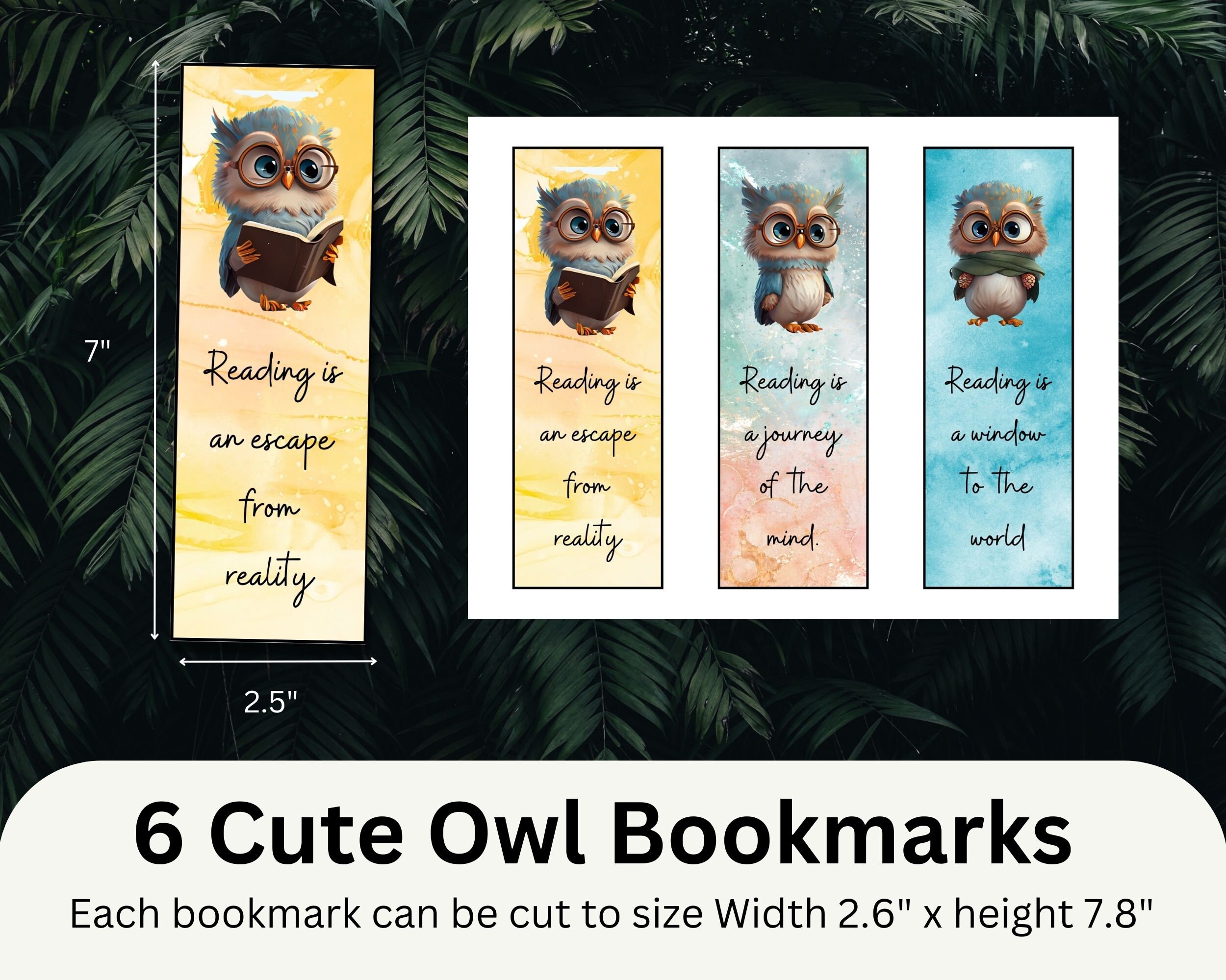 Owl Bookmark Inspirational Quote Bookmark Owl Cute Bookmark Owl Lover ...