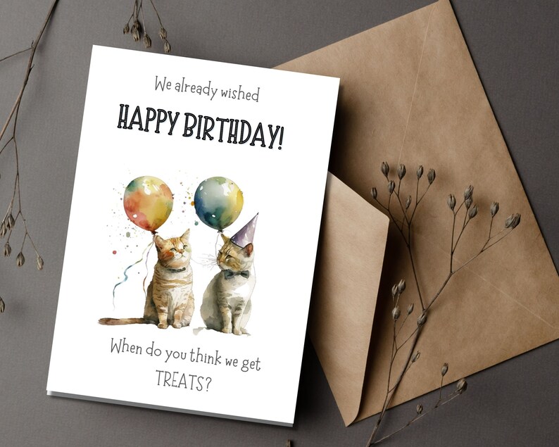 Funny Cat Cards Cat Birthday Cards Birthday Cards for Him - Etsy