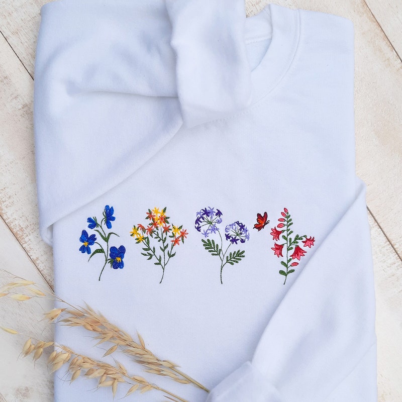 Embroidered Sweatshirt - Etsy