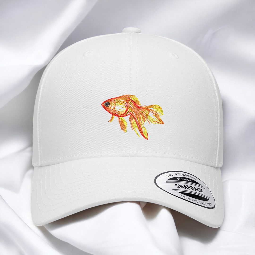 Embroidered Baseball Cap, Goldfish Hat, Goldfish Cap, Embroidered ...