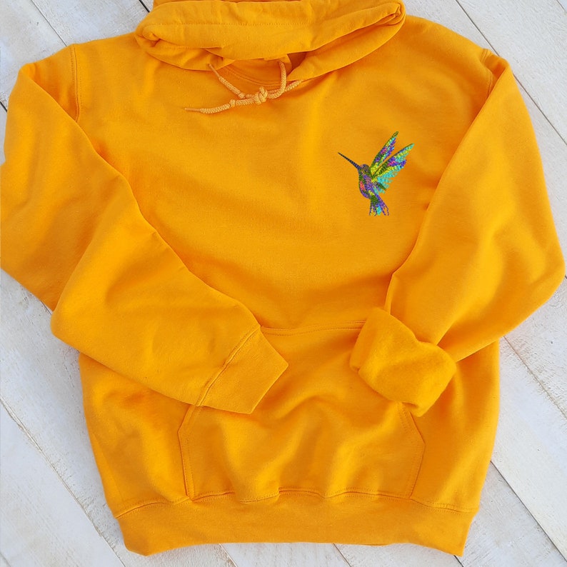 Embroidered Hummingbird Hoodie, Cute Hummingbird Embroidered Hoodie ...