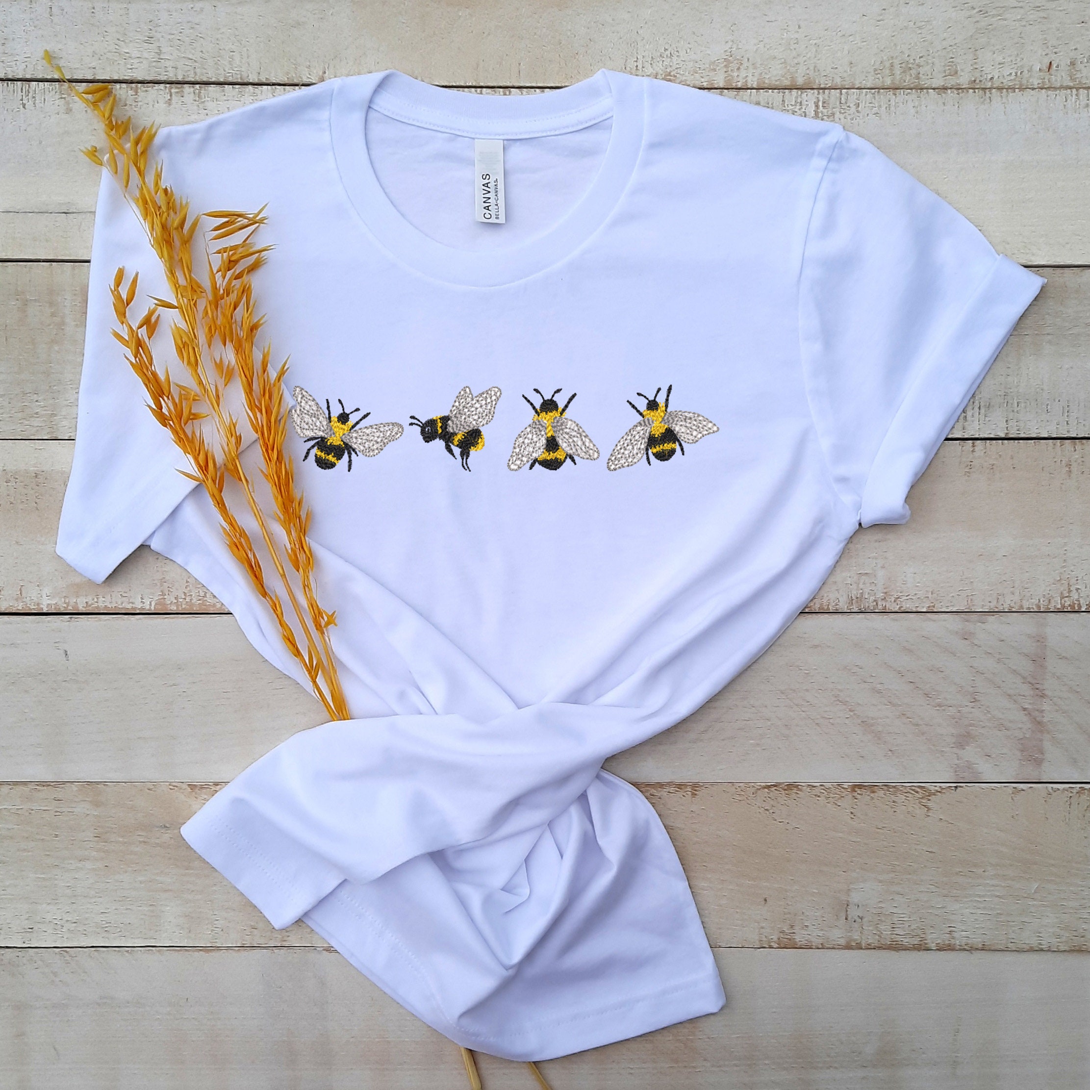 Bees Embroidered T-shirt, Unisex Crewneck T-shirt, Cute Bee Lover T ...