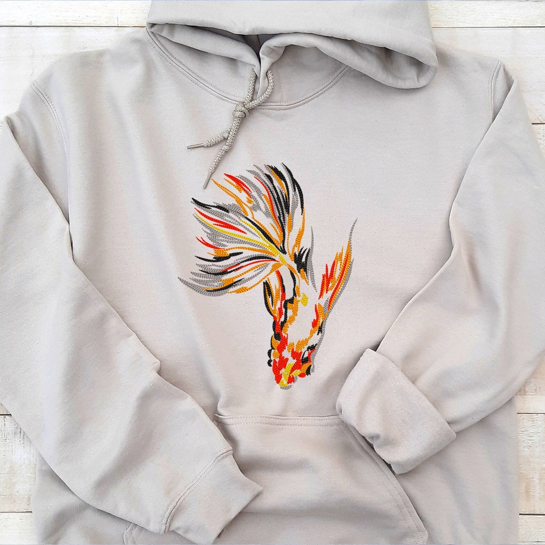 Embroidered Koi Fish Hoodie: Unisex Crewneck Sweatshirt - Etsy