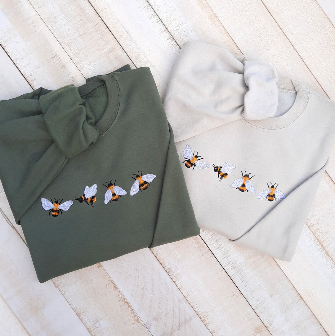 Embroidered Bees Sweatshirt: Unisex Crew Neck Bee Lover Gift - Etsy