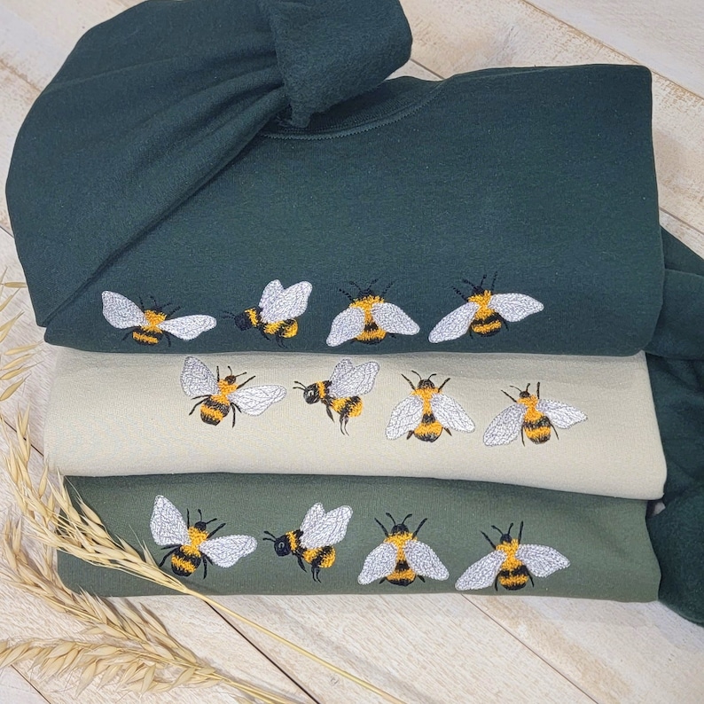 Bees Embroidered Sweatshirt Gift, Embroidered Bees Sweater, Bee Lover ...