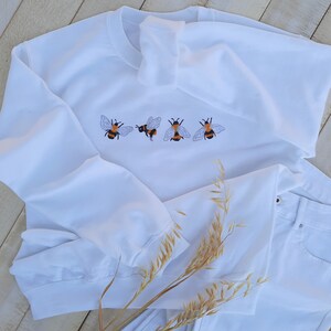 Embroidered Bees Sweatshirt: Unisex Crew Neck Bee Lover Gift - Etsy