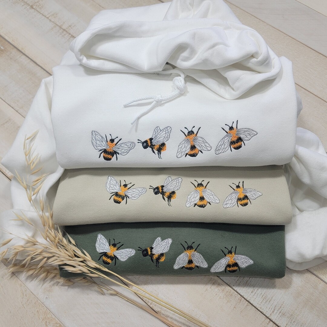 Bees Embroidered Hoodie, Cute Bees Hoodie, Bees Lover Hoodie, Themed Gifts Bee, Gift for Bees ...