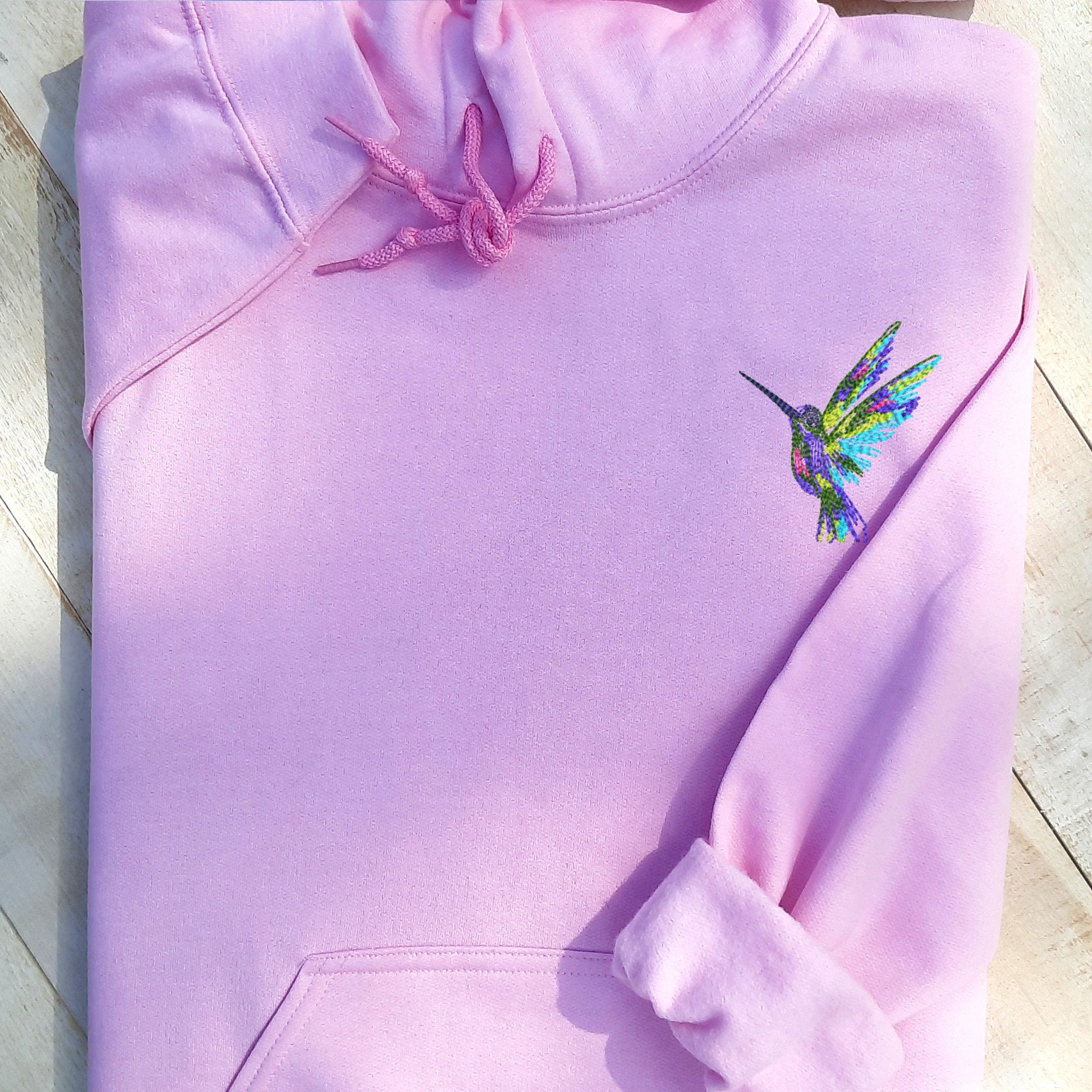 Embroidered Hummingbird Hoodie, Cute Hummingbird Embroidered Hoodie ...