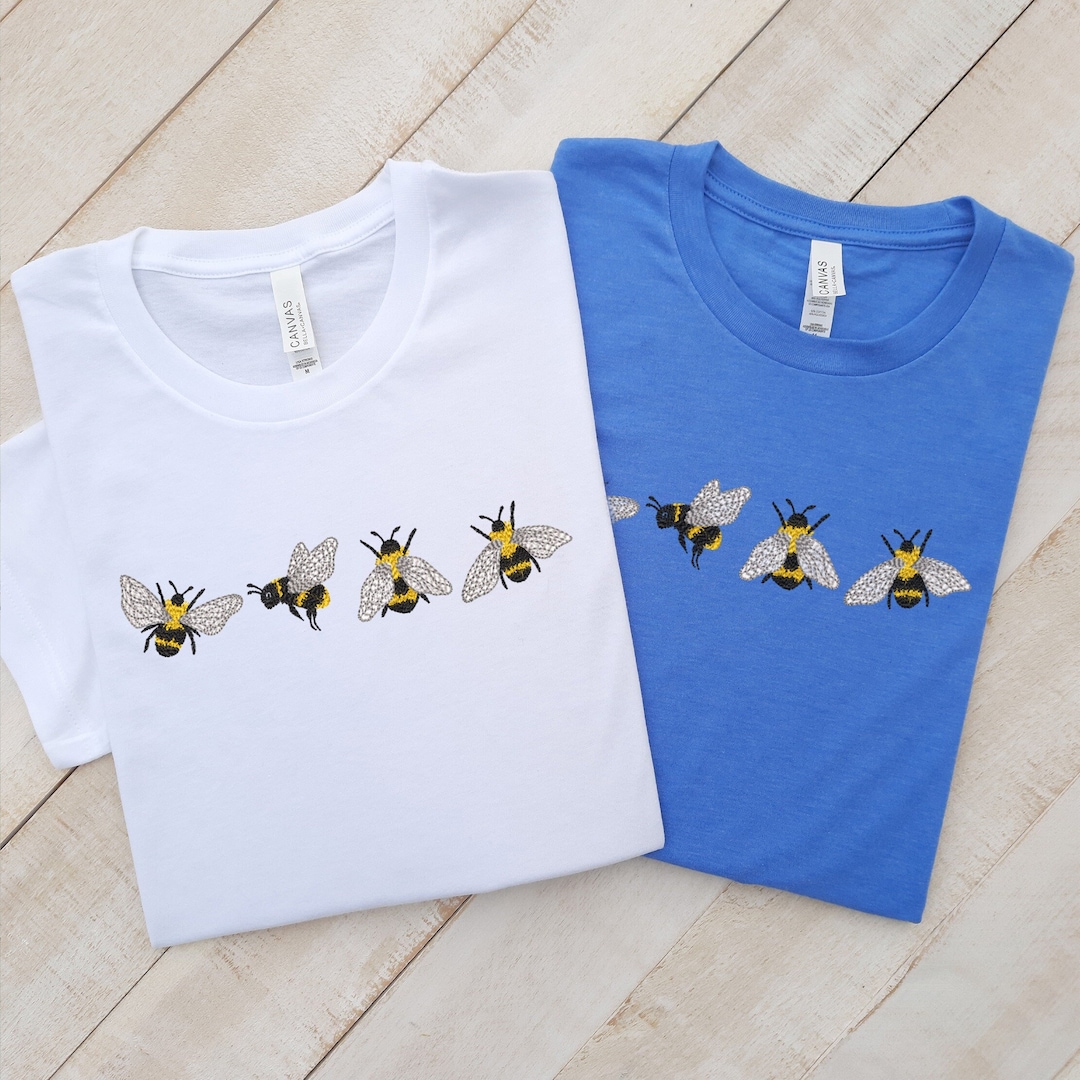 Bees Embroidered T-shirt, Unisex Crewneck T-shirt, Cute Bee Lover T ...