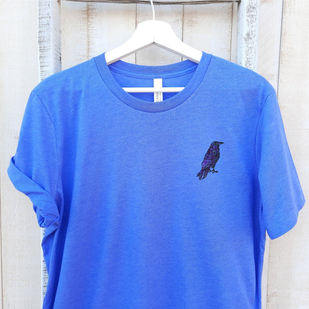 Raven Embroidered T-shirt | Unisex Crewneck Tee | Nature-inspired Bird ...