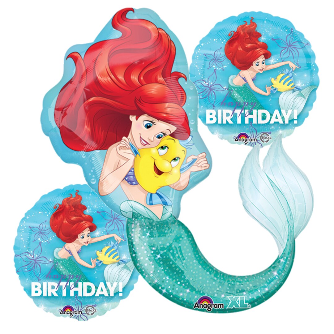 Little Mermaid Ariel Theme 3 Balloon Set of 34 and 18 Inch Size Girls ...