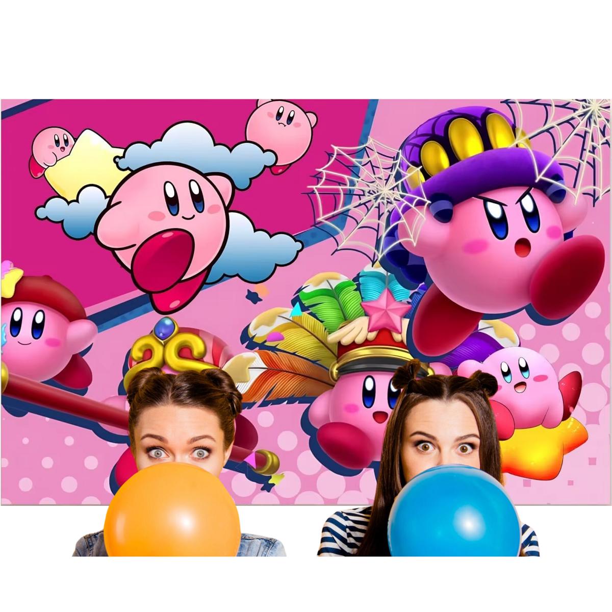Kirby Cartoon Kids Pink Party Photo Backdrop Decoration 5 X 3 Foot Size ...