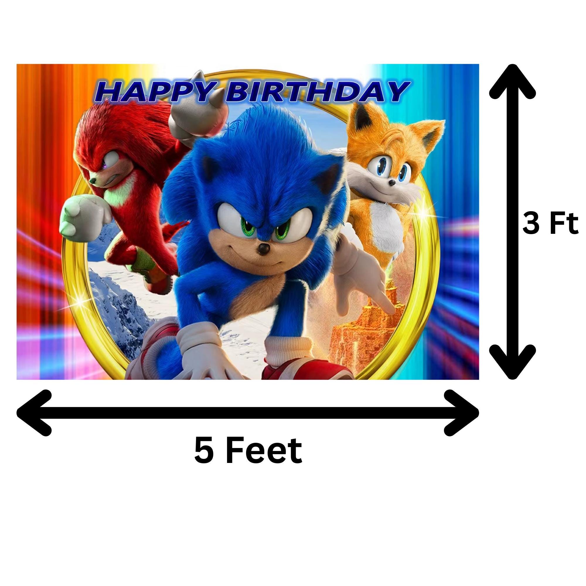 Sonic Birthday Party Photo Backdrop Decoration 5x3 Foot Size With ...