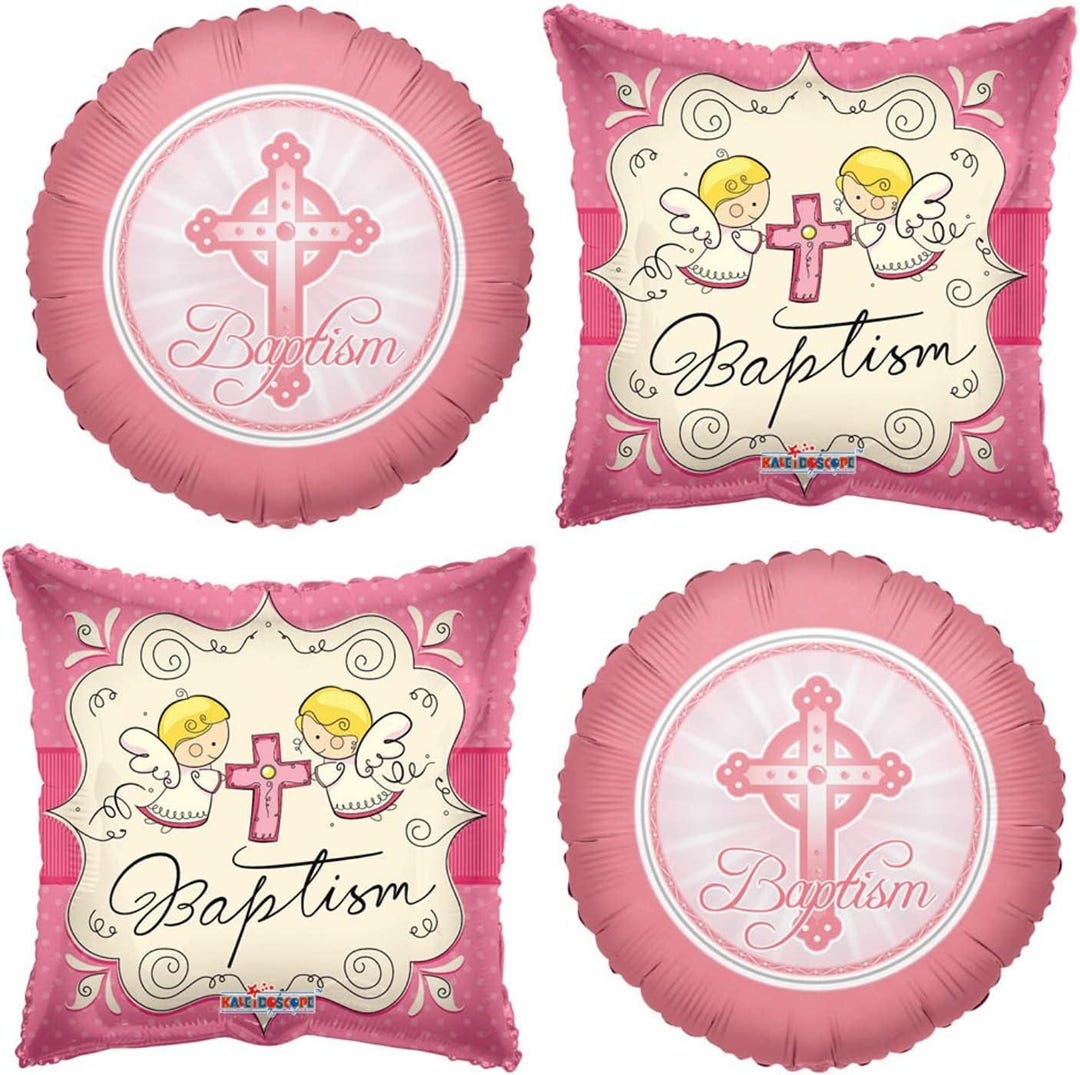 Girls Baptism 4 Balloons Bouquet Set of 18 Inch Baptism Balloon ...