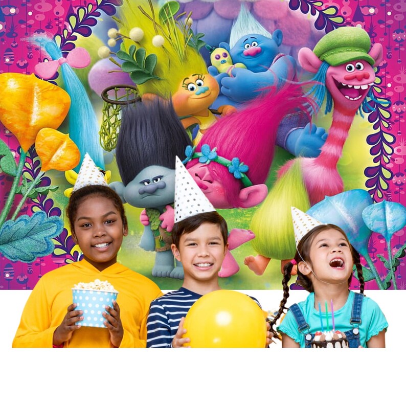 Trolls Kids Birthday Party Photo Backdrop Decoration 5 X 3 Foot Size ...