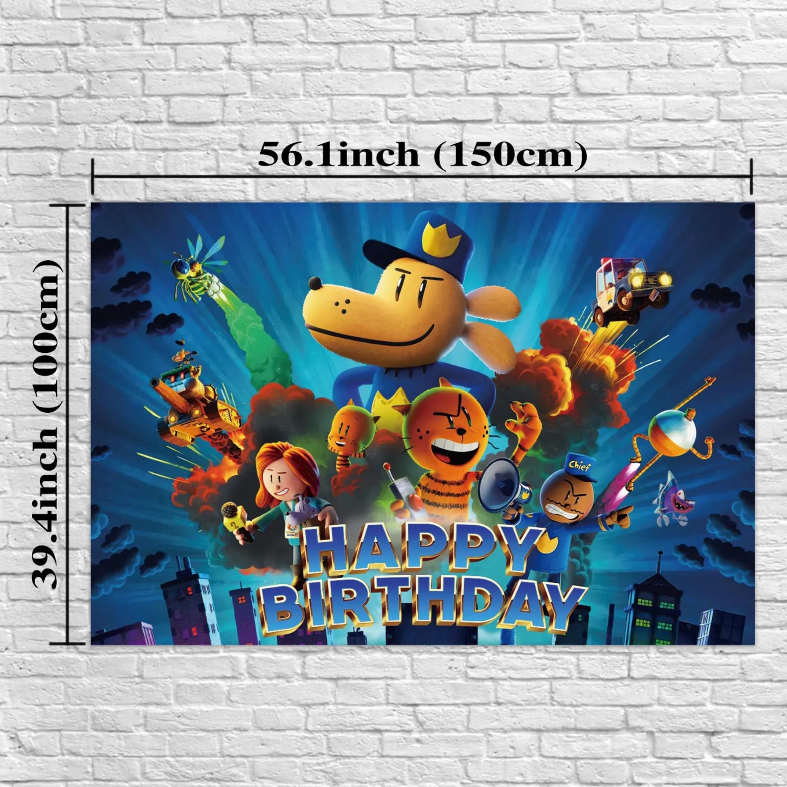 Dogman Kids Birthday Party Photo Backdrop Decoration 3x5 Foot Happy ...