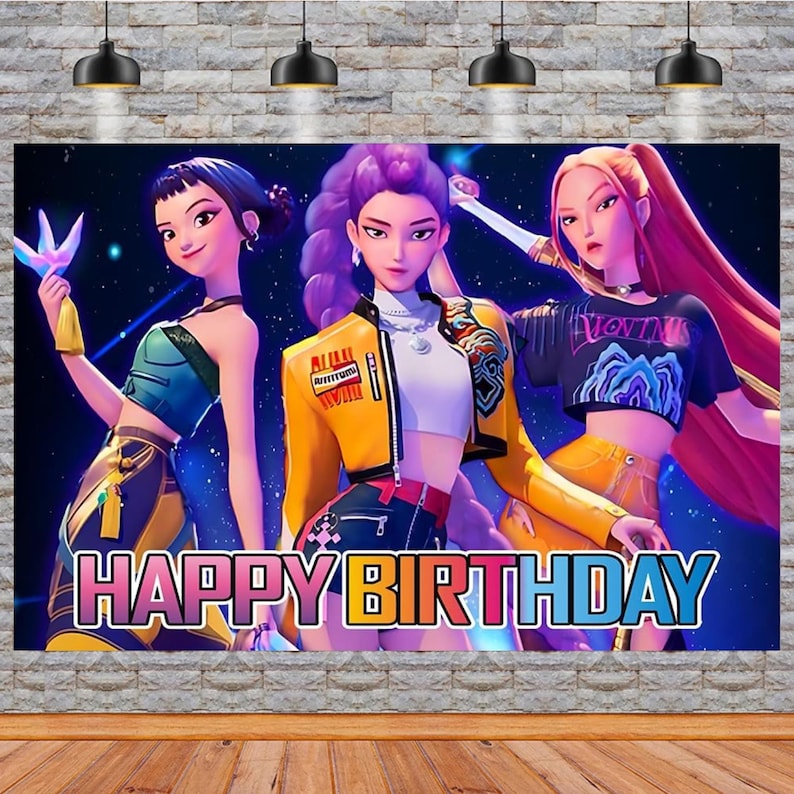 Kpop Demon Hunters Themed Birthday Party Photo Backdrop and Banner ...