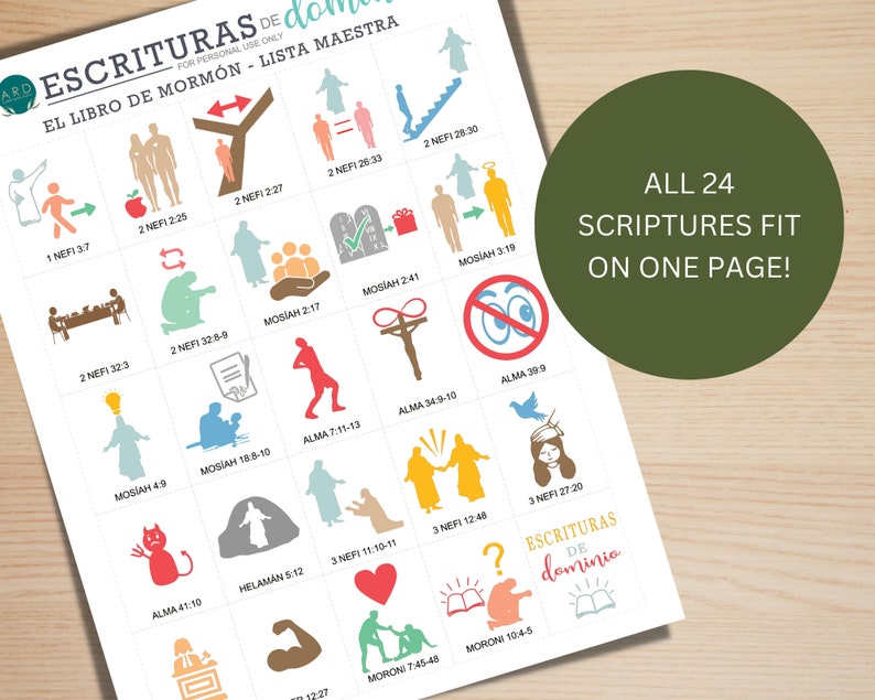 LDS Scripture Mastery Prompt Cards Book of Mormon//spanish//lds ...
