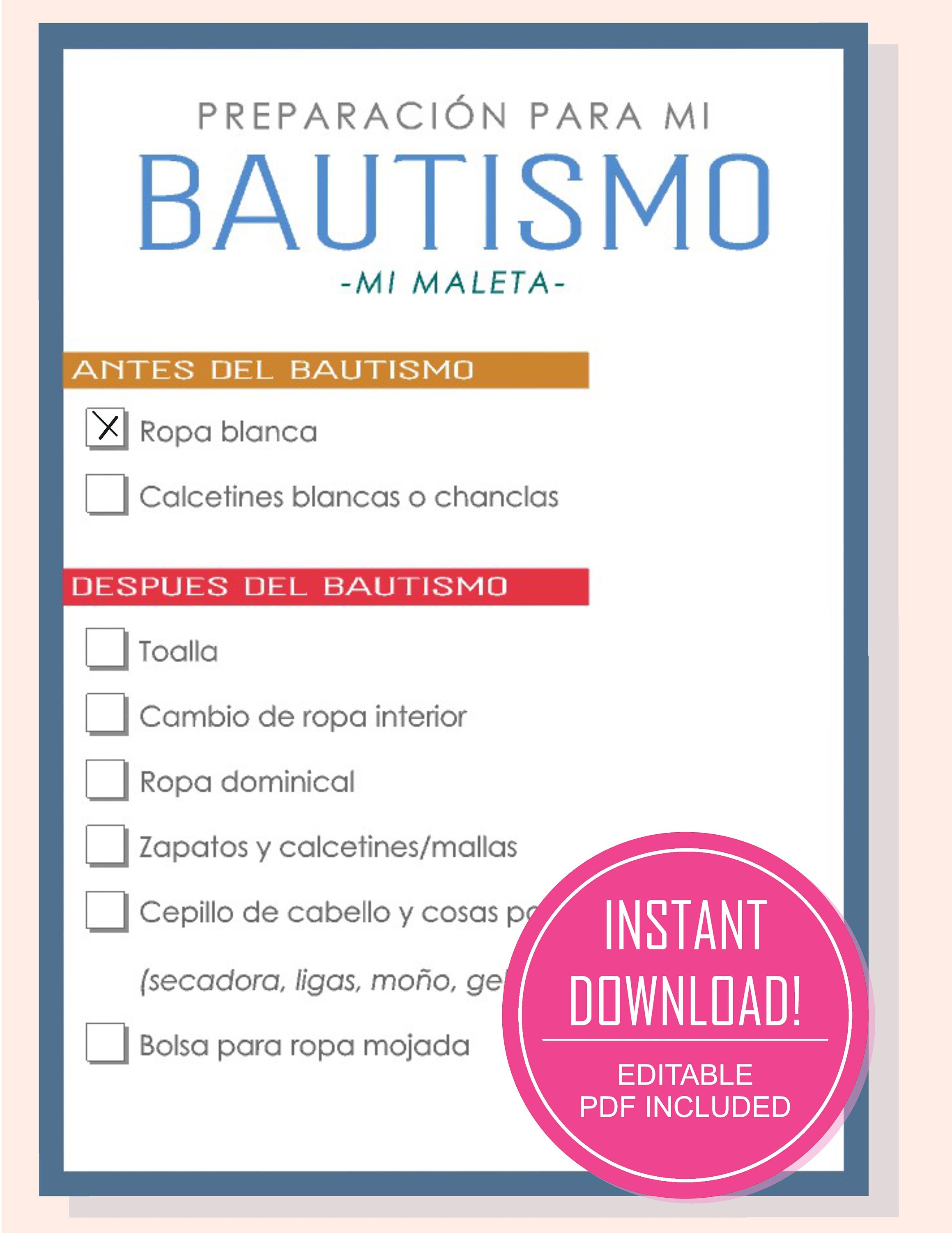 LDS Baptism Checklist SUD Spanish - Etsy