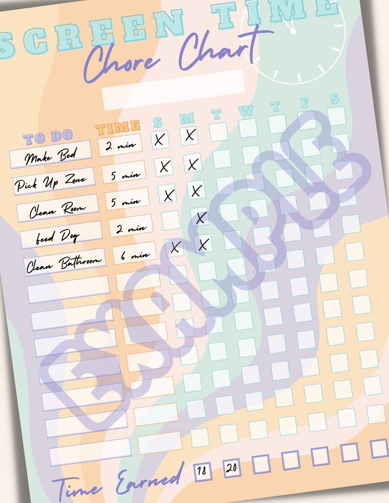 Summer Screen Time Chore Chart for Kids - Etsy UK