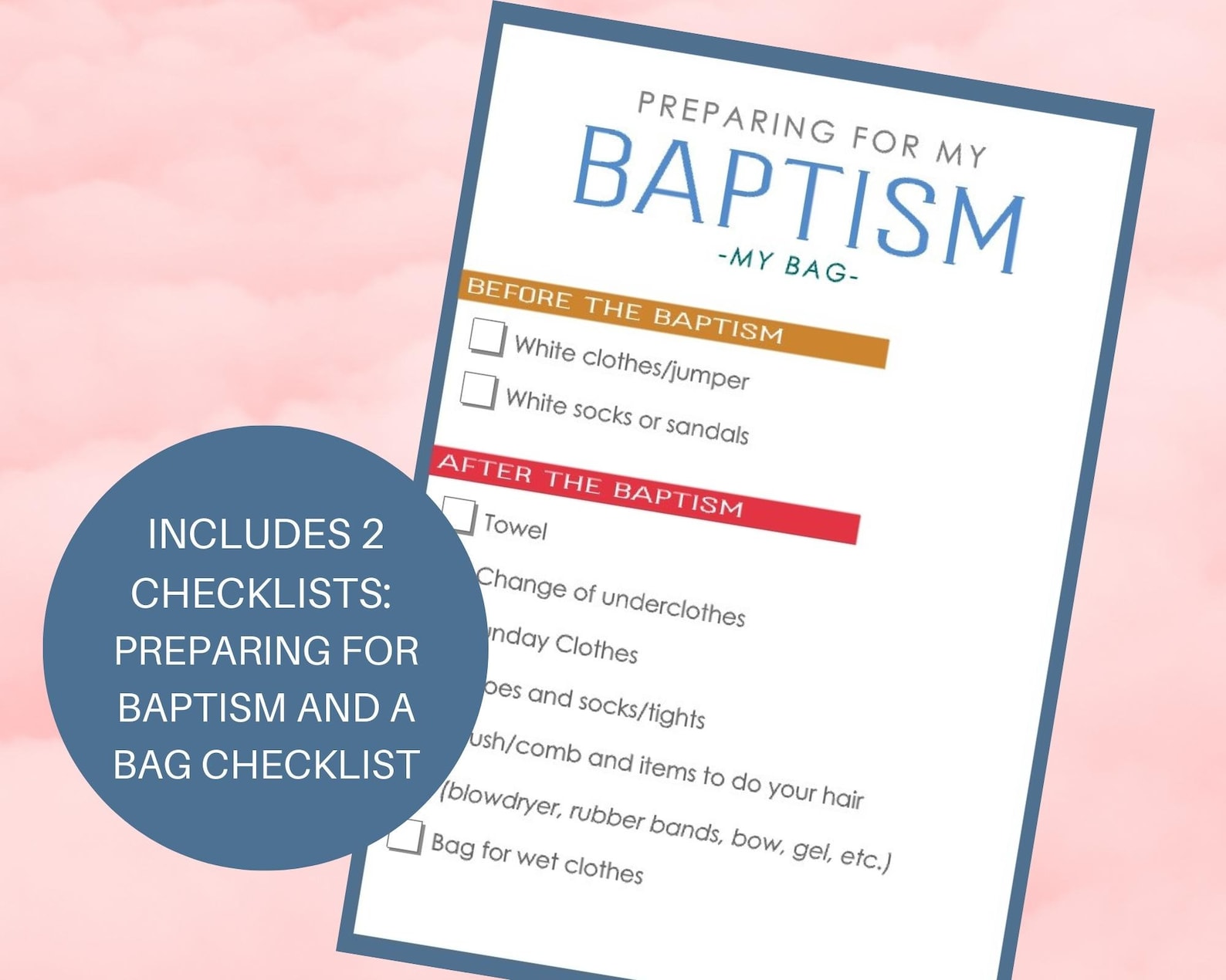 LDS Baptism Checklist English - Etsy