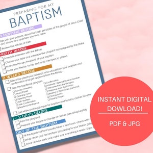 LDS Baptism Checklist English - Etsy
