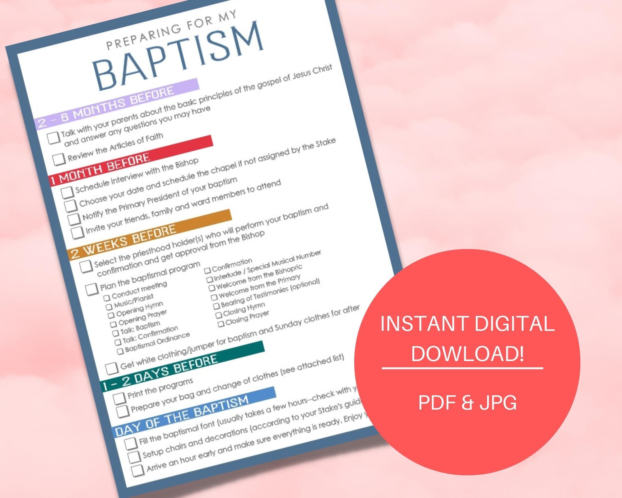 LDS Baptism Checklist English - Etsy