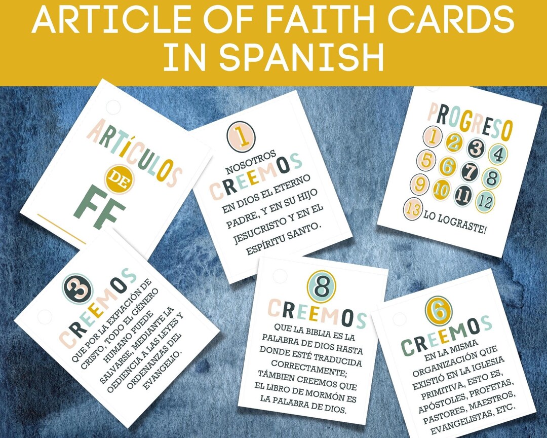 SPANISH Arfticle of Faith Cards for Youth and Primary Kids//lds//sud - Etsy