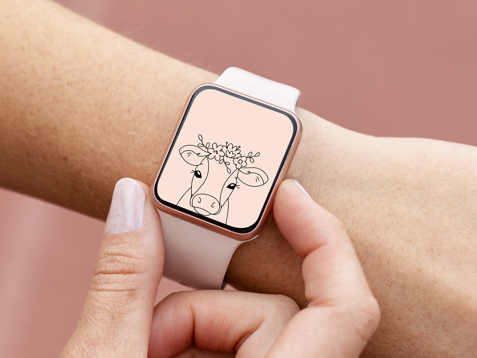 Highland Cow Apple Watch Wallpaper, Cute Cow Apple Watch Face, Floral ...