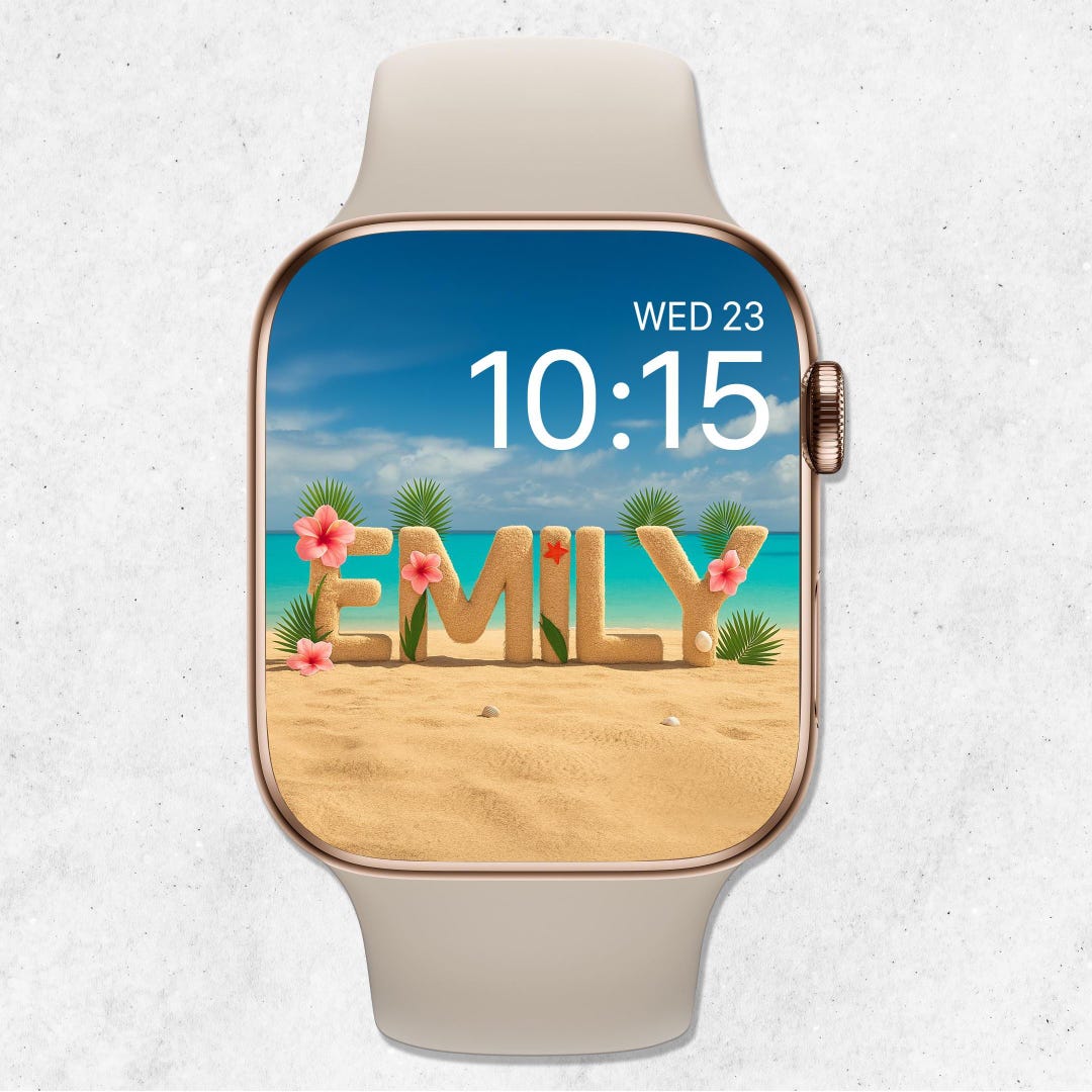 Custom Name Beach Apple Watch Wallpaper, Summer Apple Watch Face, Beach ...