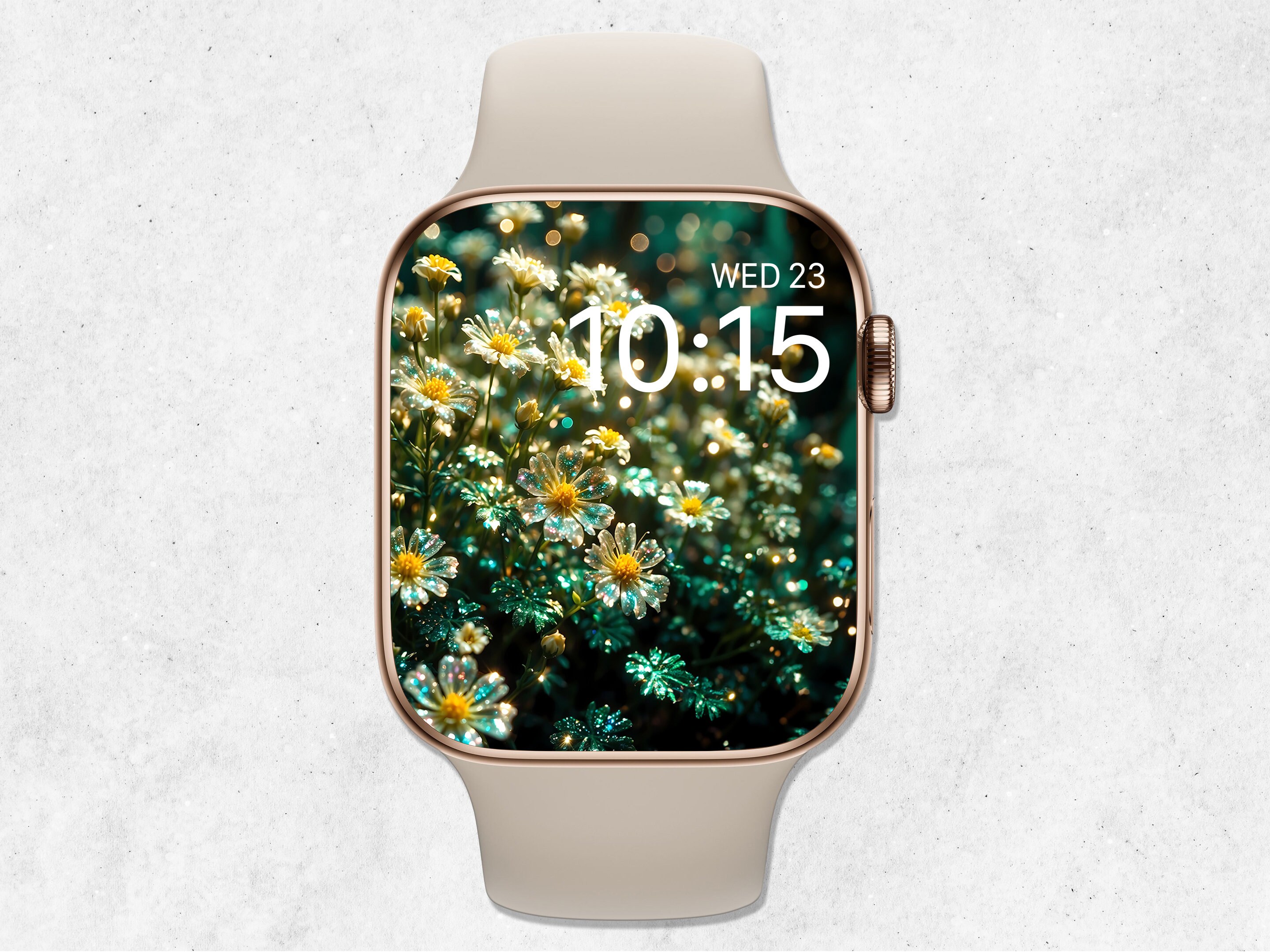 Floral Apple Watch Wallpaper, Daisy Flowers Watch Face, Glitter Watch ...