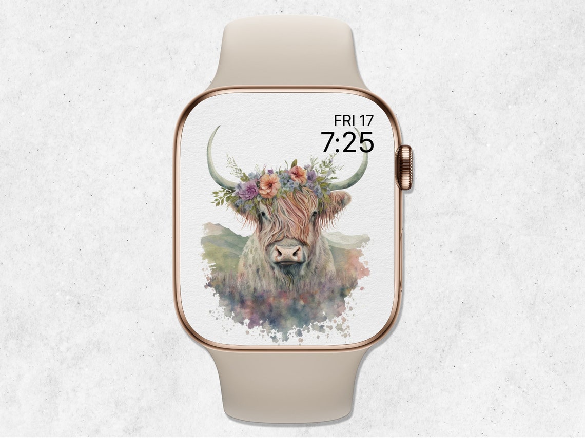 Cow Apple Watch Wallpaper, Apple Watch Face Highland Cow, Colorful ...