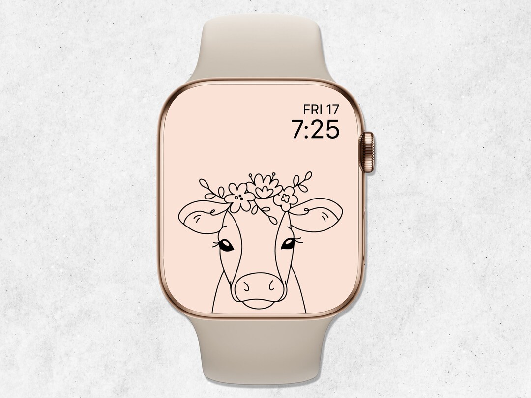 Highland Cow Apple Watch Wallpaper, Cute Cow Apple Watch Face, Floral ...