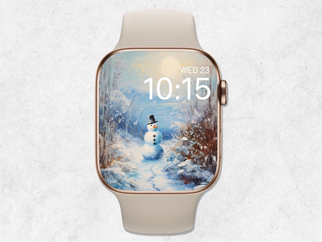 Vintage Winter Apple Watch Wallpaper, Snowman Watch Face, Snow Watch ...