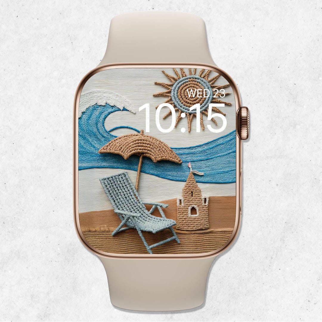 3D Beach Apple Watch Wallpaper, Summer Aesthetic Watch Face, Coastal ...