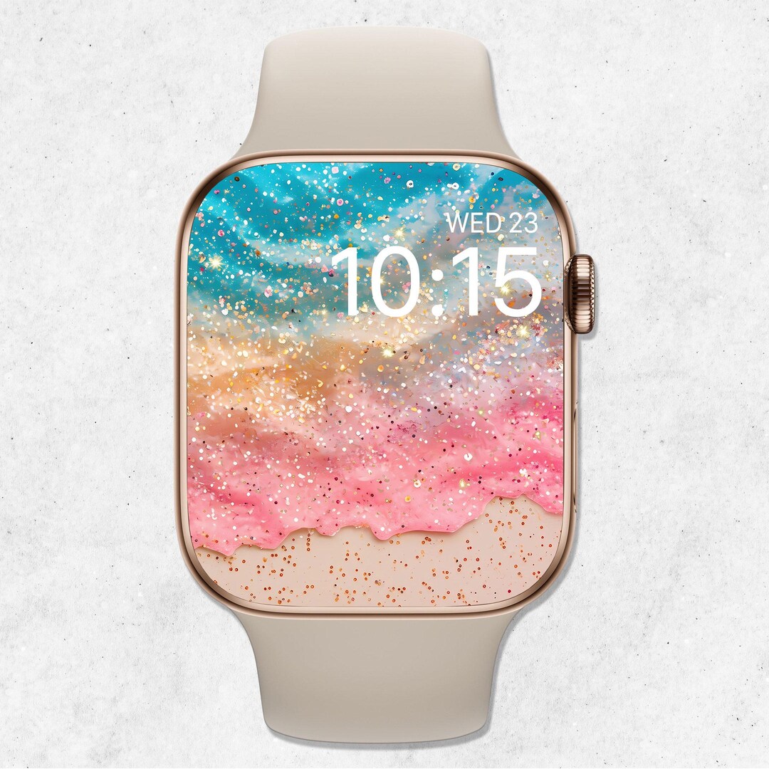 Beach Apple Watch Wallpaper, Glitter Watch Face, Sparkly Watch ...