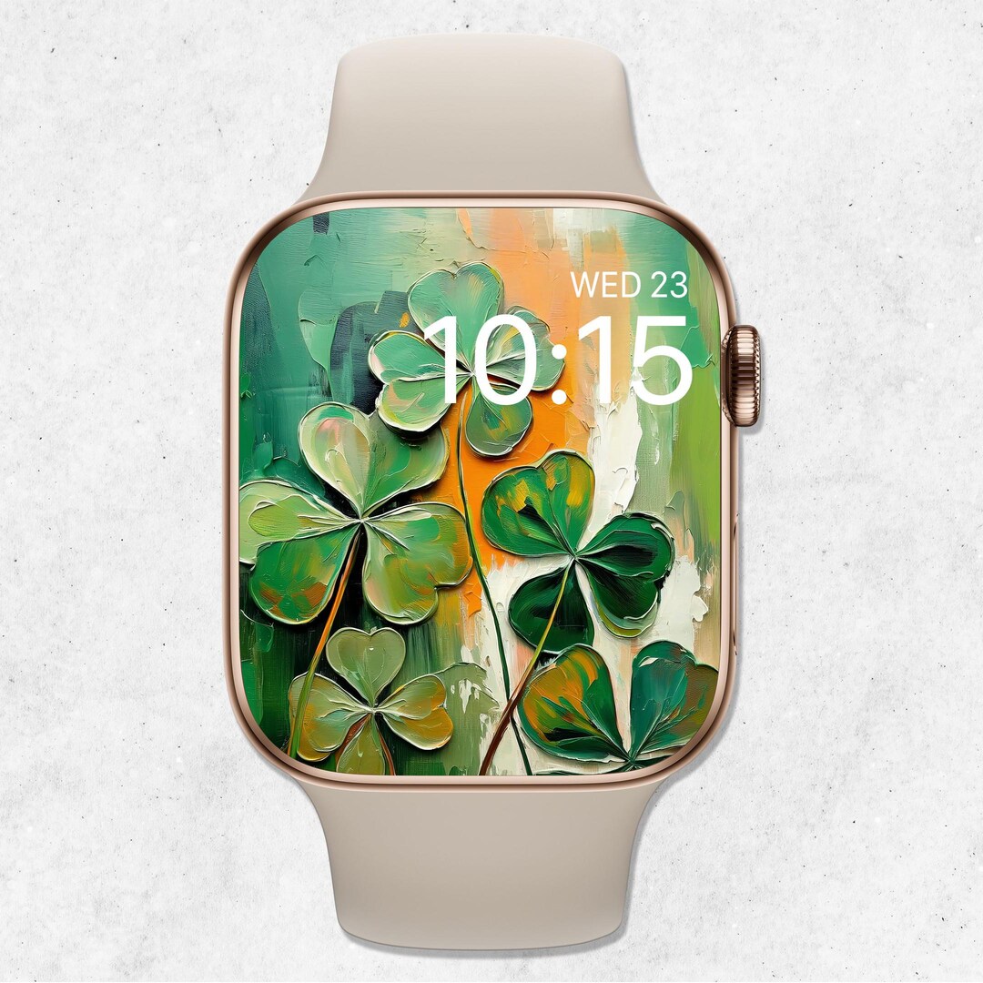 St Patricks Day Apple Watch Wallpaper, Lucky Four Leaf Clover Watch ...