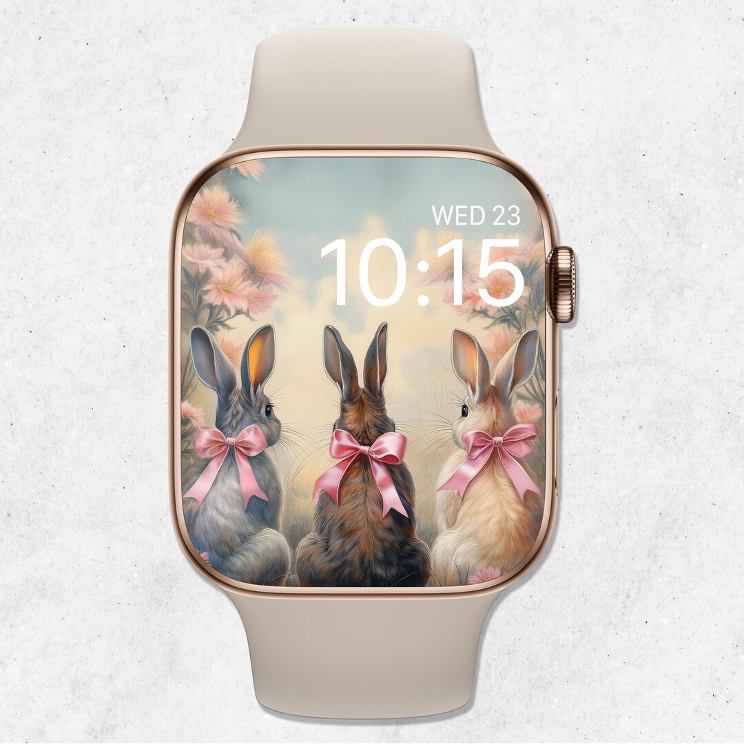 Easter Bunny Apple Watch Wallpaper, Pastel Easter Watch Face, Cute ...