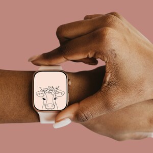 Highland Cow Apple Watch Wallpaper, Cute Cow Apple Watch Face, Floral ...