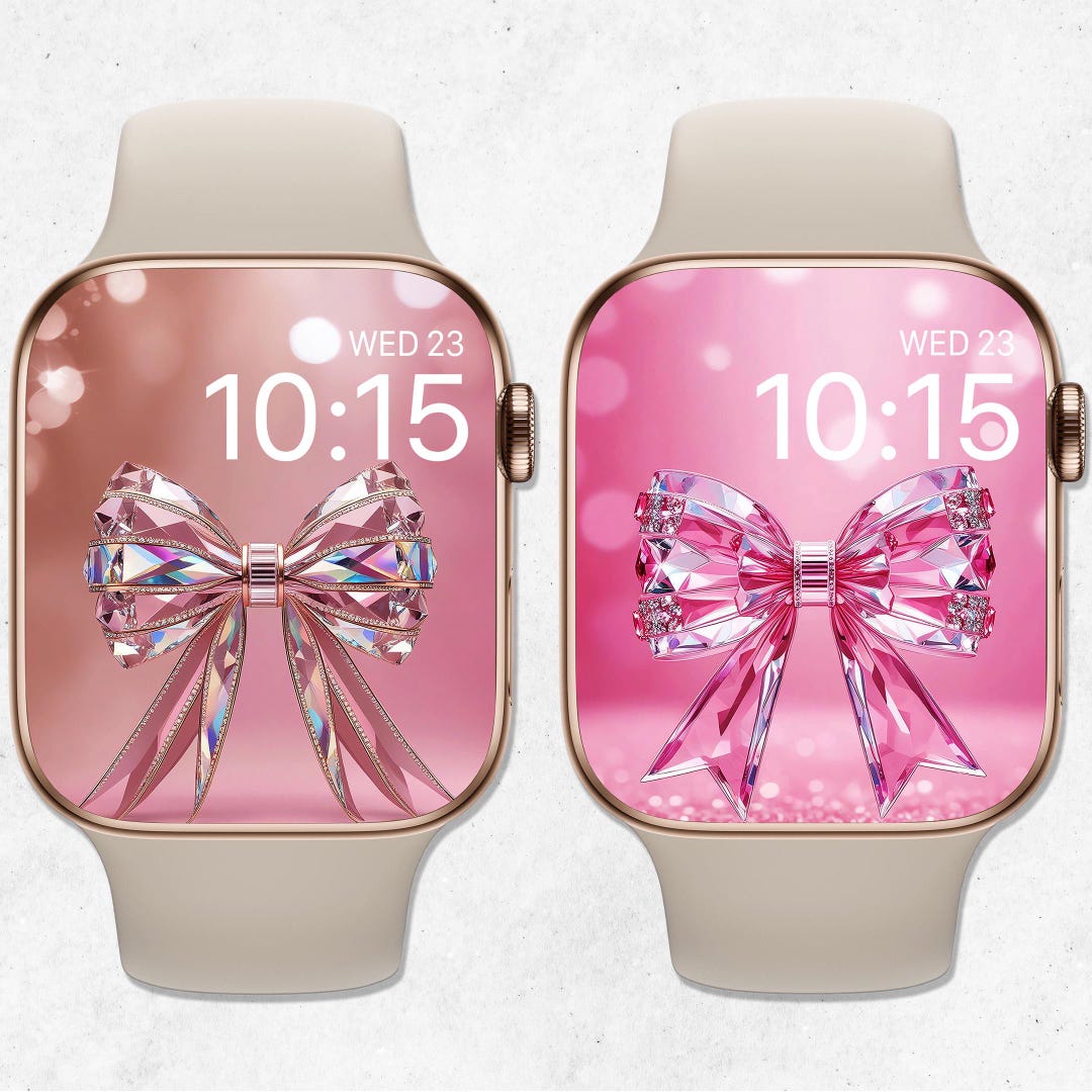 3D Coquette Bow Apple Watch Wallpaper, Crystal Bow Apple Watch Face ...