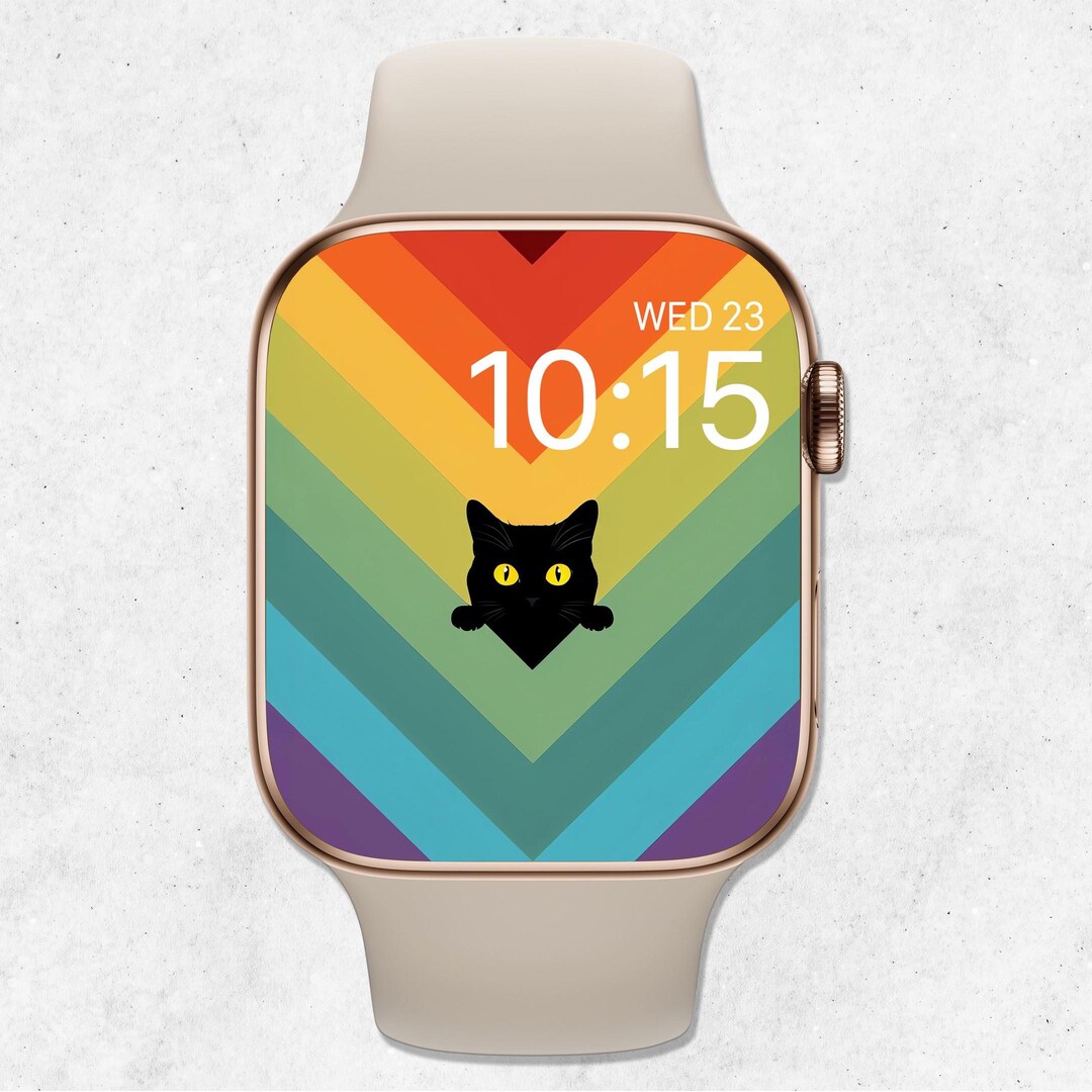 Pride Flag Apple Watch Wallpaper, LGBTQ Watch Face, Pride Rainbow Cat ...