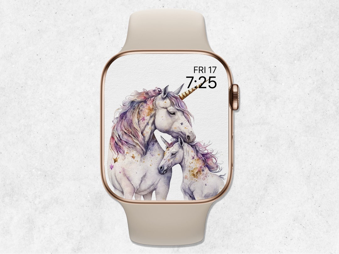 Unicorn Apple Watch Wallpaper, Apple Watch Face Unicorn, Watercolor ...