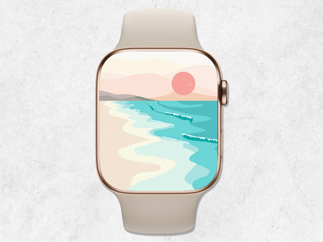 Summer Apple Watch Wallpaper, Beach Apple Watch Face, Watercolor Beach ...