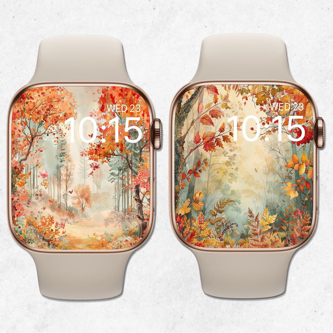 Set of 2 Fall Apple Watch Wallpapers, Autumn Watch Face, Fall Tree ...