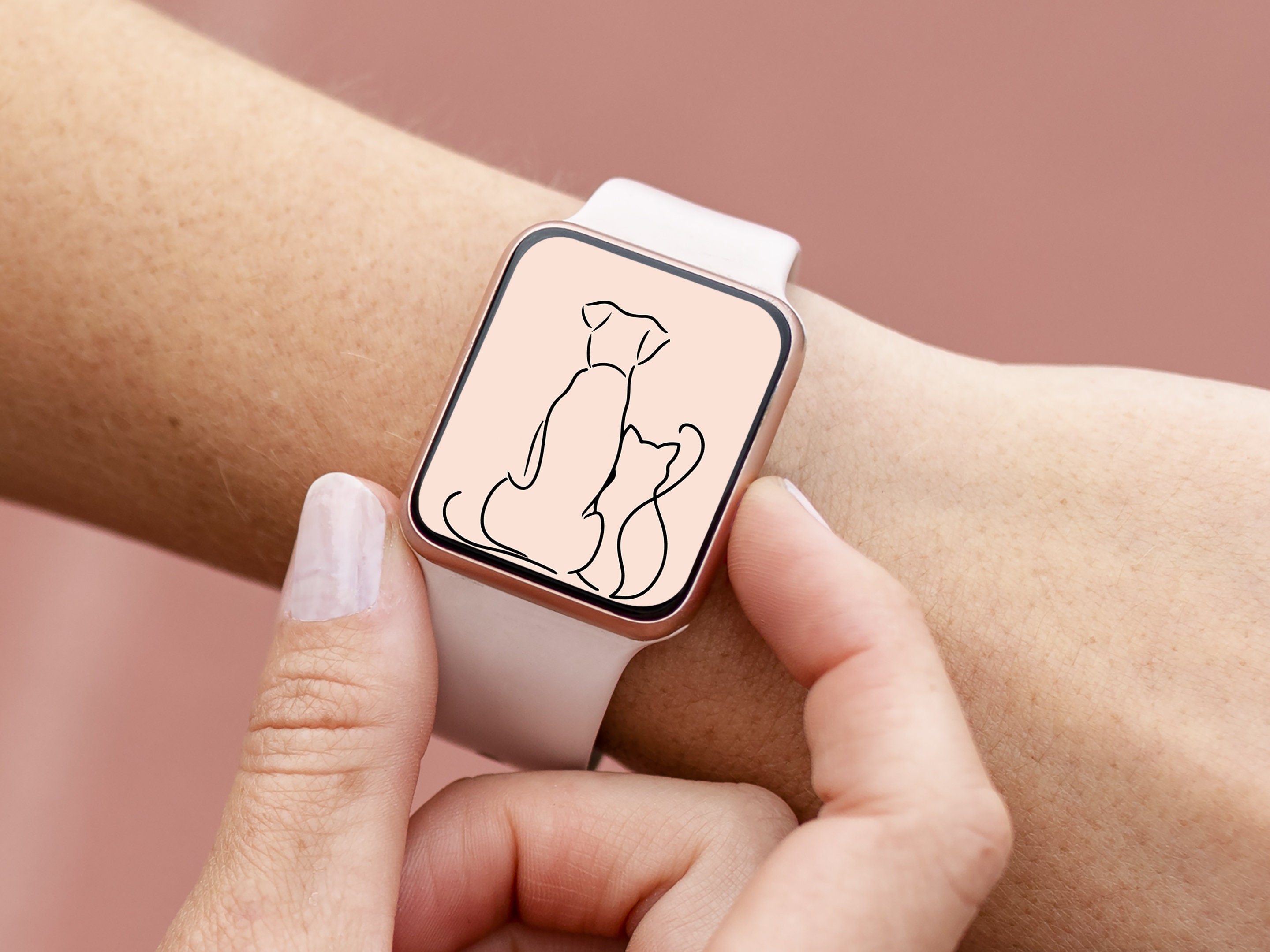 Cat and Dog Apple Watch Wallpaper, Pets Apple Watch Face, Aesthetic ...