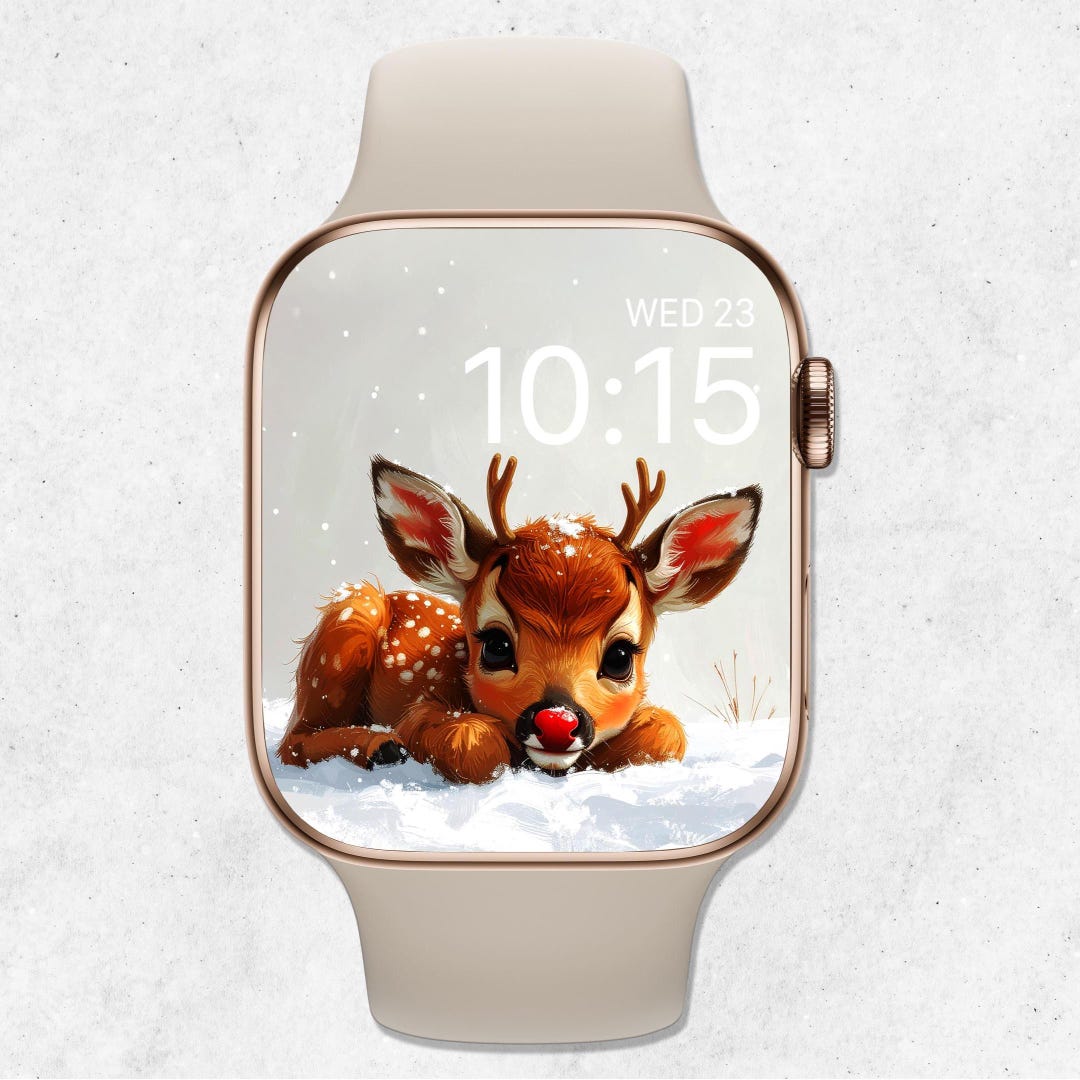 Rudolph Reindeer Apple Watch Wallpaper, Christmas Watch Face, Cute Red ...