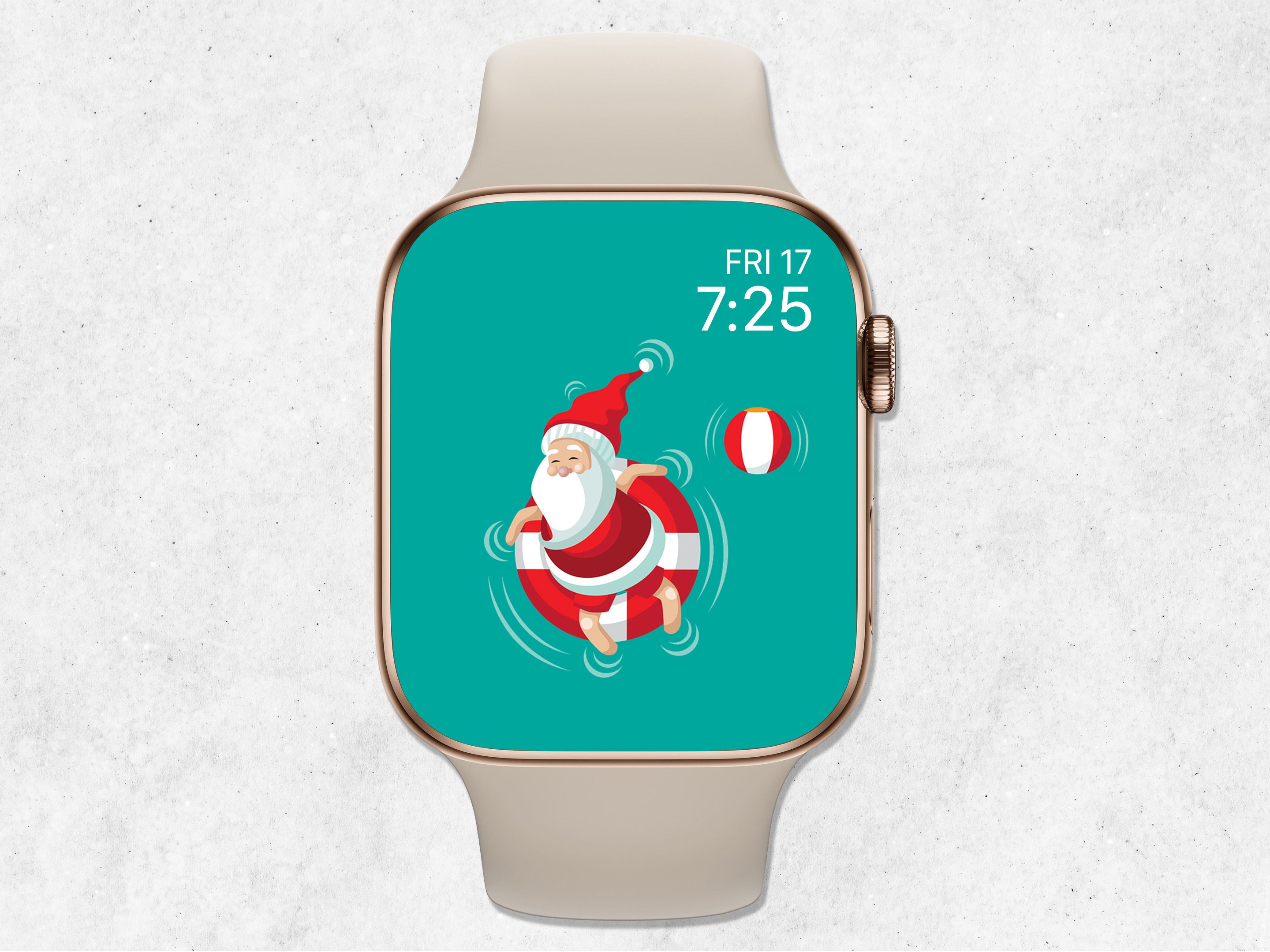 Summer Santa Apple Watch Wallpaper, Beach Christmas Santa Watch Face ...